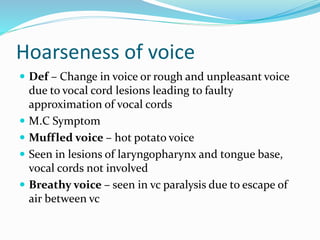 Physiology of larynx and hoarseness | PPTX
