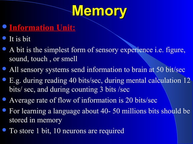 Physiology of memory and learning | PPT
