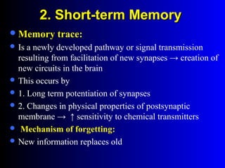 Physiology of memory and learning | PPT