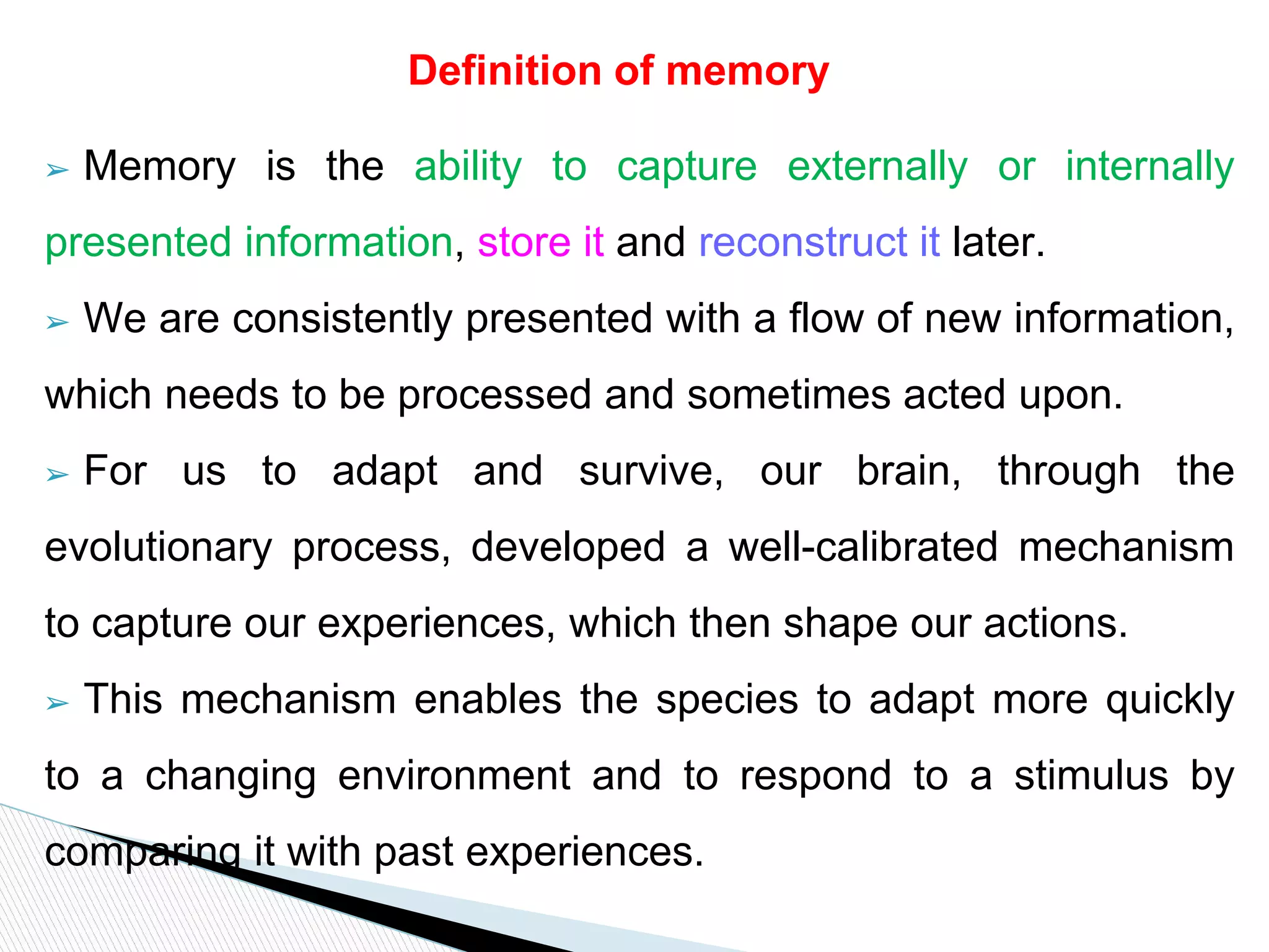 Physiology of memory & learning. | PPTX