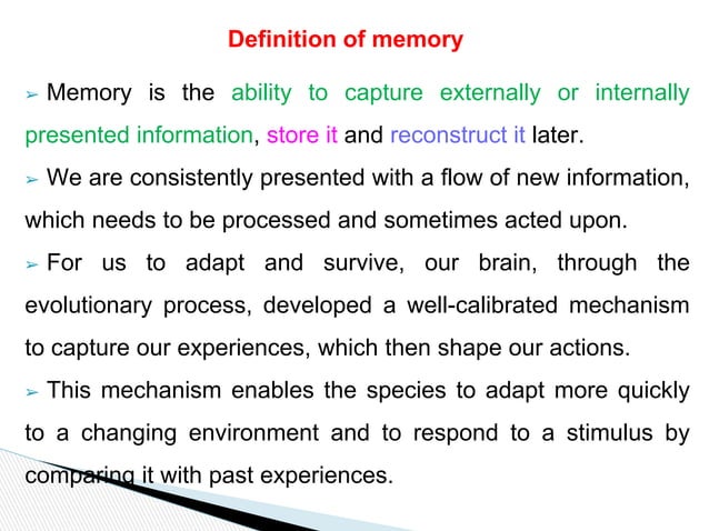 Physiology of memory & learning. | PPTX