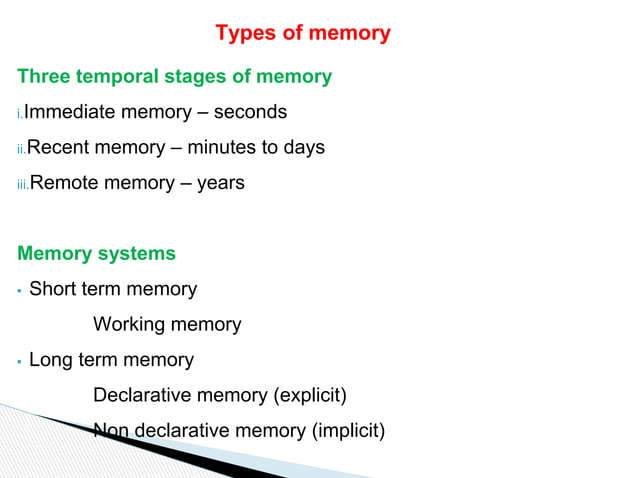 Physiology of memory & learning. | PPTX