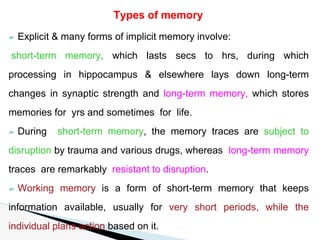 Physiology of memory & learning. | PPTX