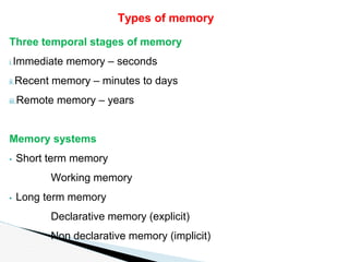 Physiology of memory & learning. | PPT