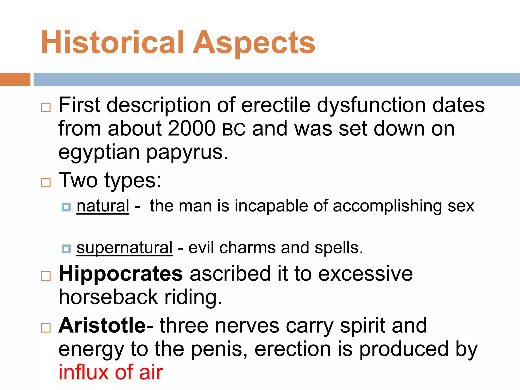 Physiology of penile erection, pathophysiology evaluation & management ...