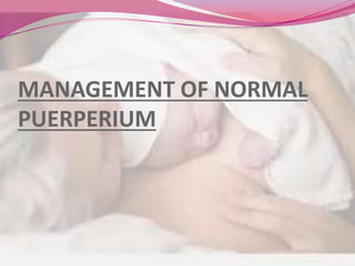 Physiology of puerperium,management of mother during puerperium ...