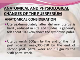 Physiology of puerperium,management of mother during puerperium ...