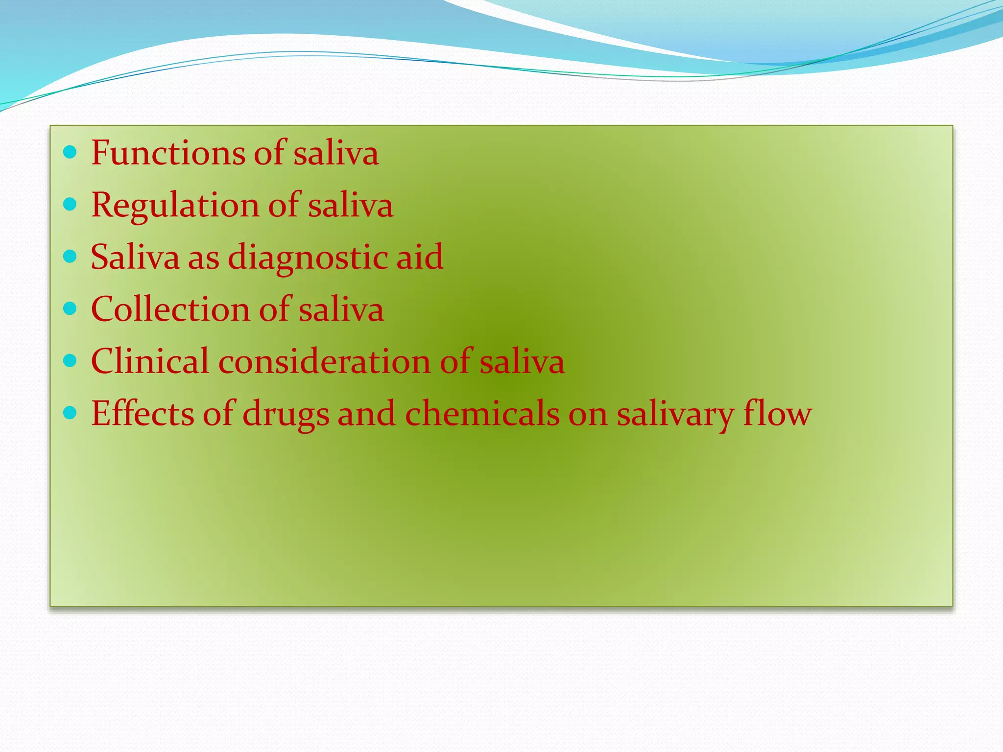 Physiology of saliva | PPTX | Ear, Nose and Throat Conditions ...