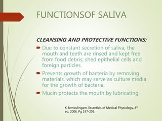 Physiology of saliva | PPTX