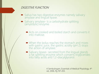 Physiology of saliva | PPTX