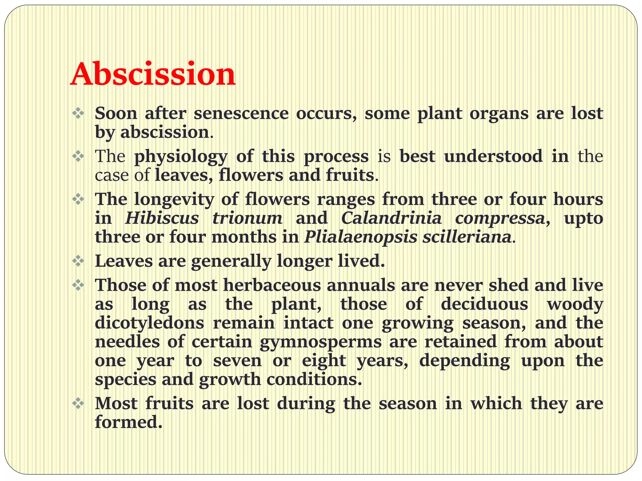 Physiology of senescence and abscission | PPTX