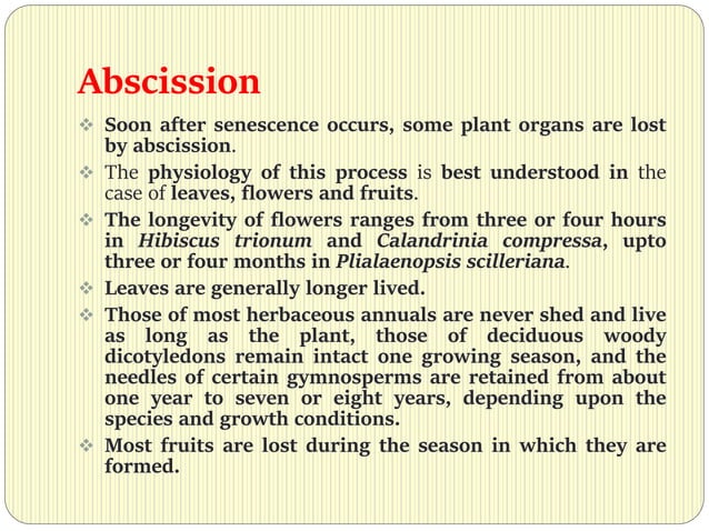 Physiology of senescence and abscission | PPTX