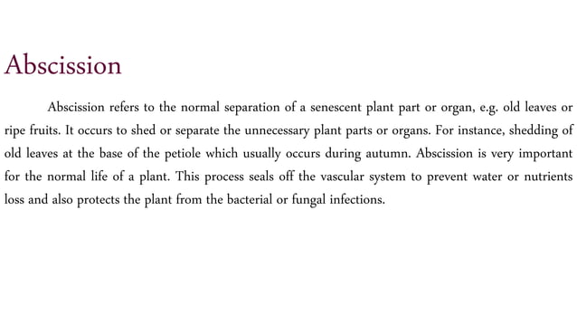 Physiology of Senescence and Abscission | PPTX