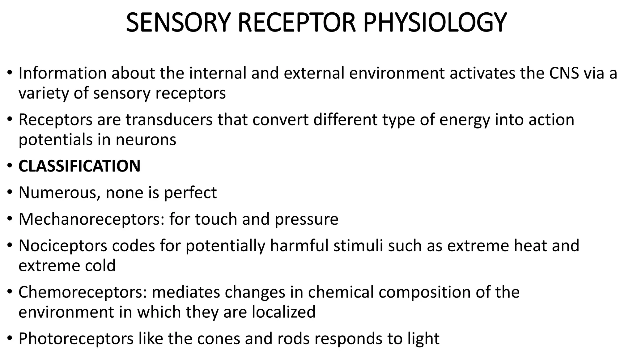 Physiology of sensory systems | PPTX