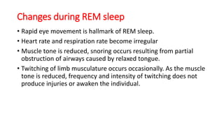 Physiology of Sleep constituents - Types of sleep , disorders | PDF