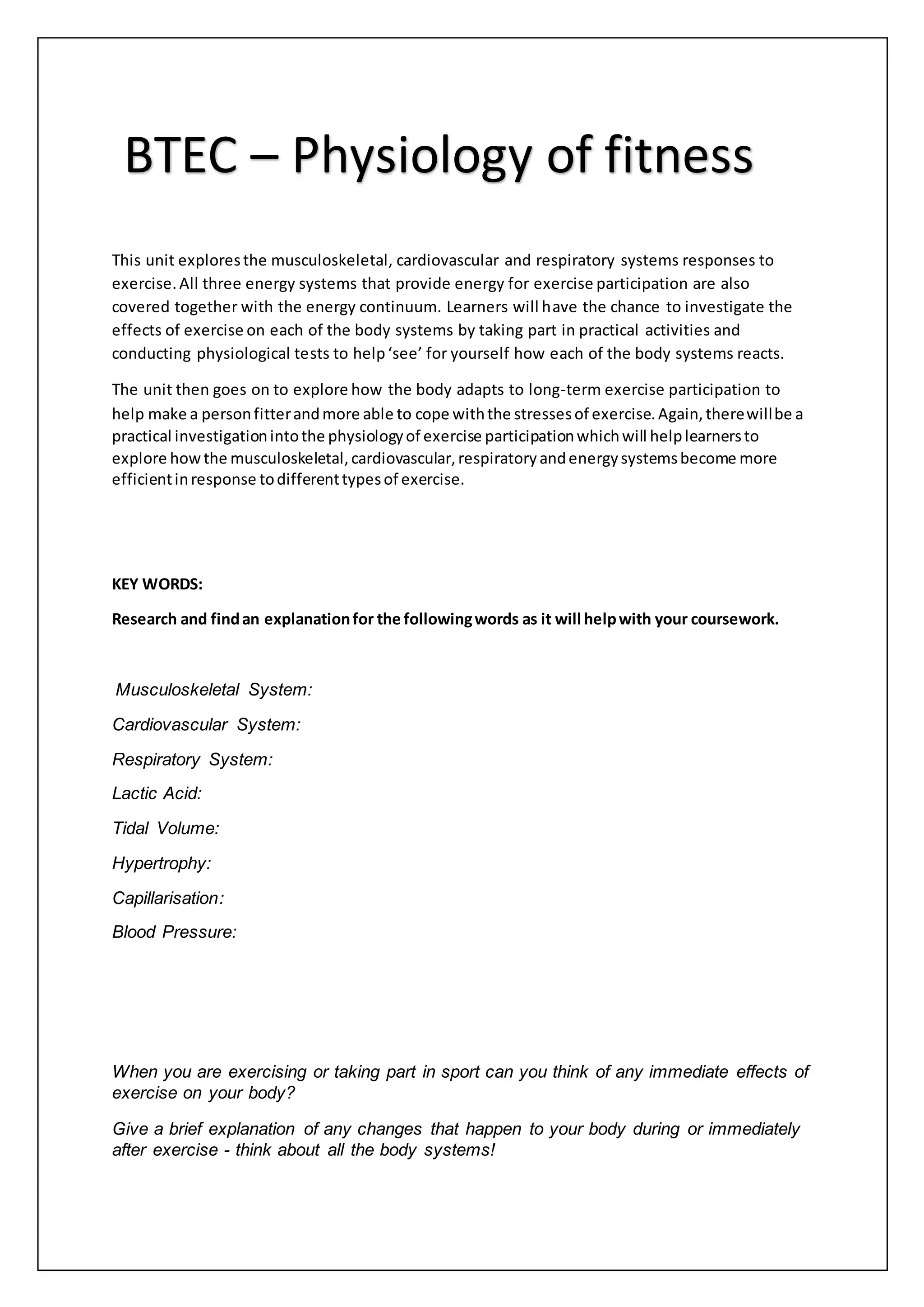 Physiology of sport | DOCX