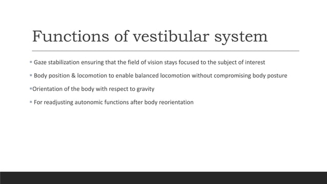 Physiology of vestibular system | PPTX | Brain and Nervous System ...