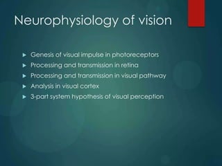 Comprehensive Physiology of Vision and Colour Vision Mechanisms | PPTX