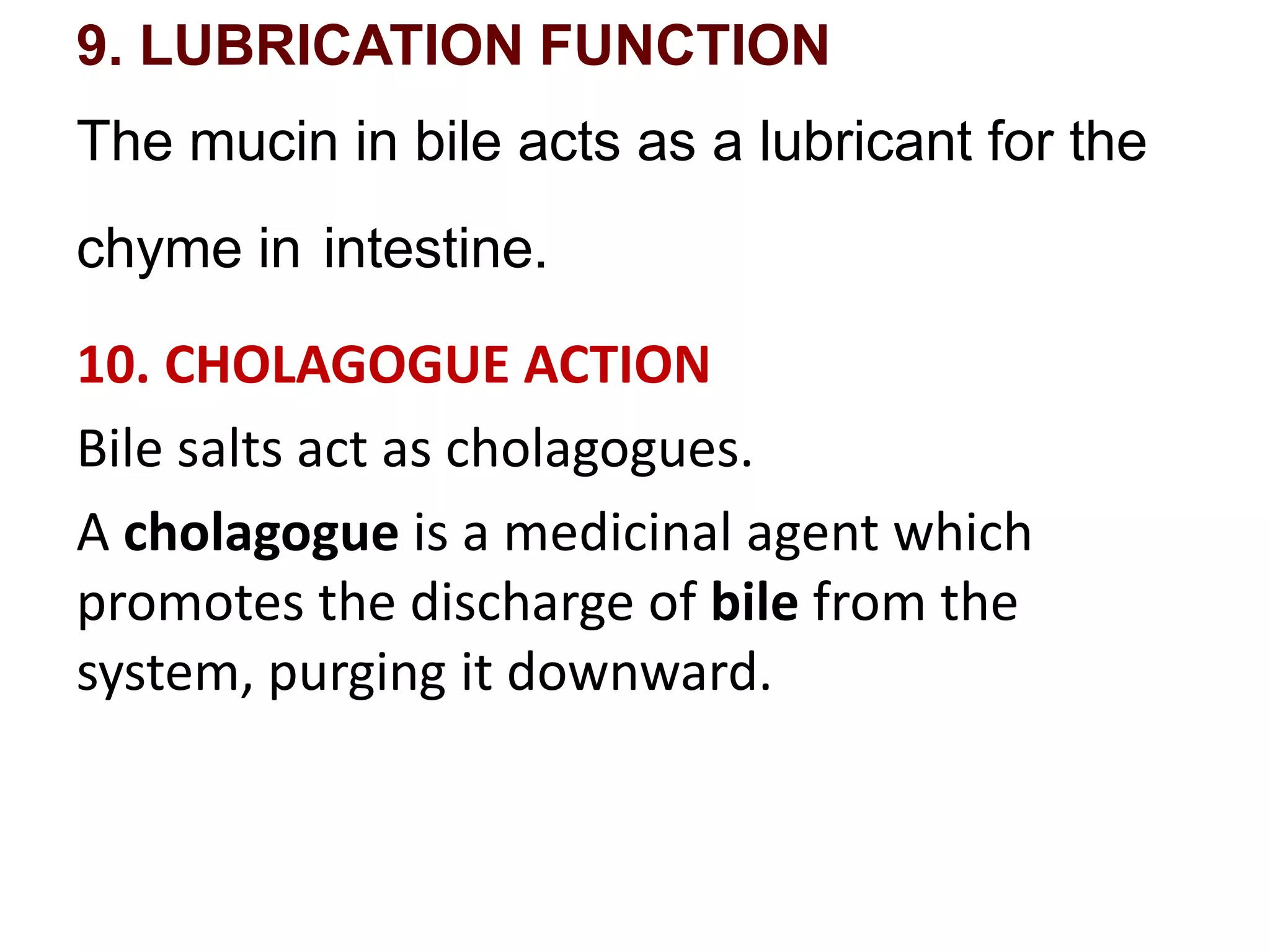 Physiology properties of bile, composition of bile, functions of bile ...