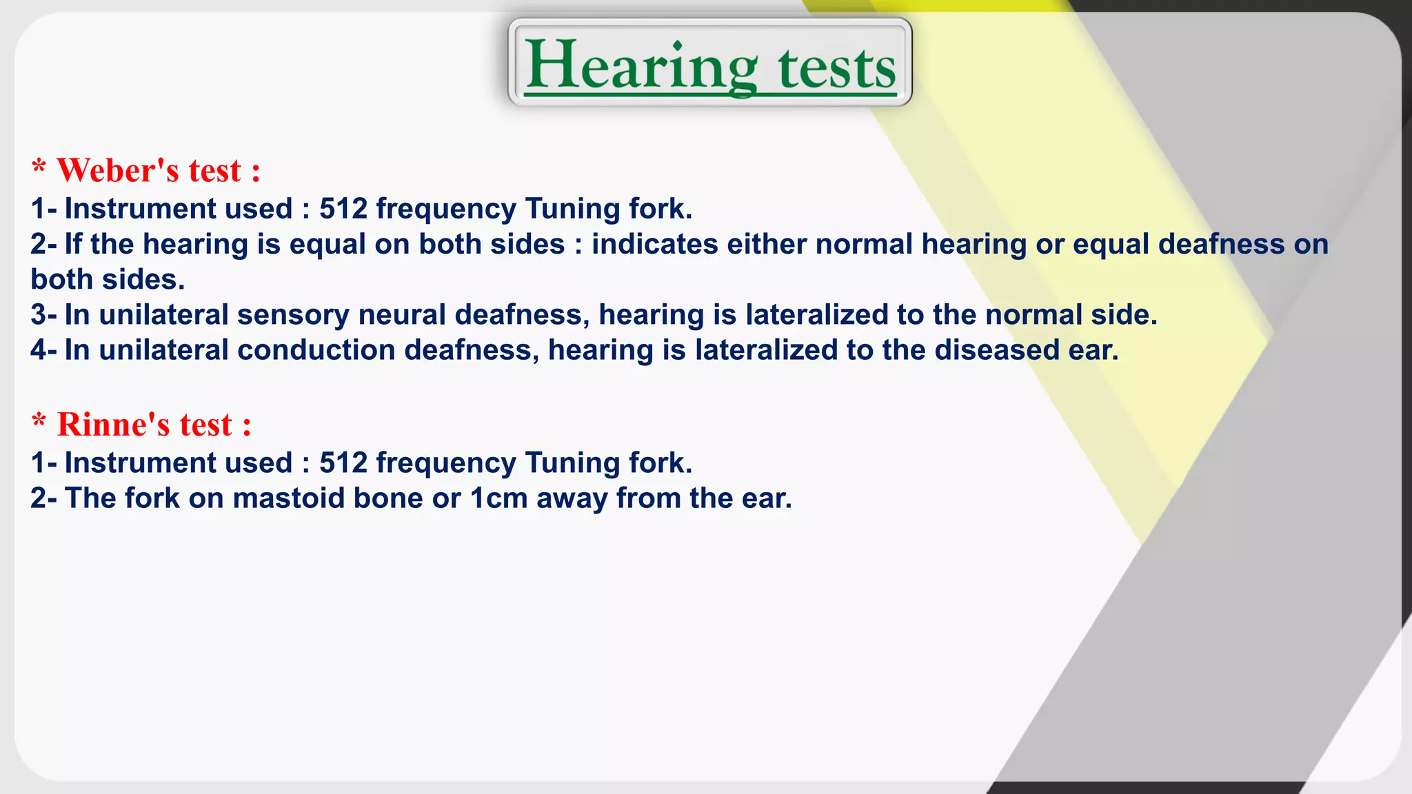 Physiology (sensory examination tests) | PDF
