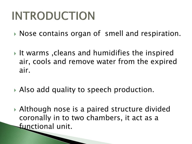 Physiology of nose, olfaction and pathway | PPTX