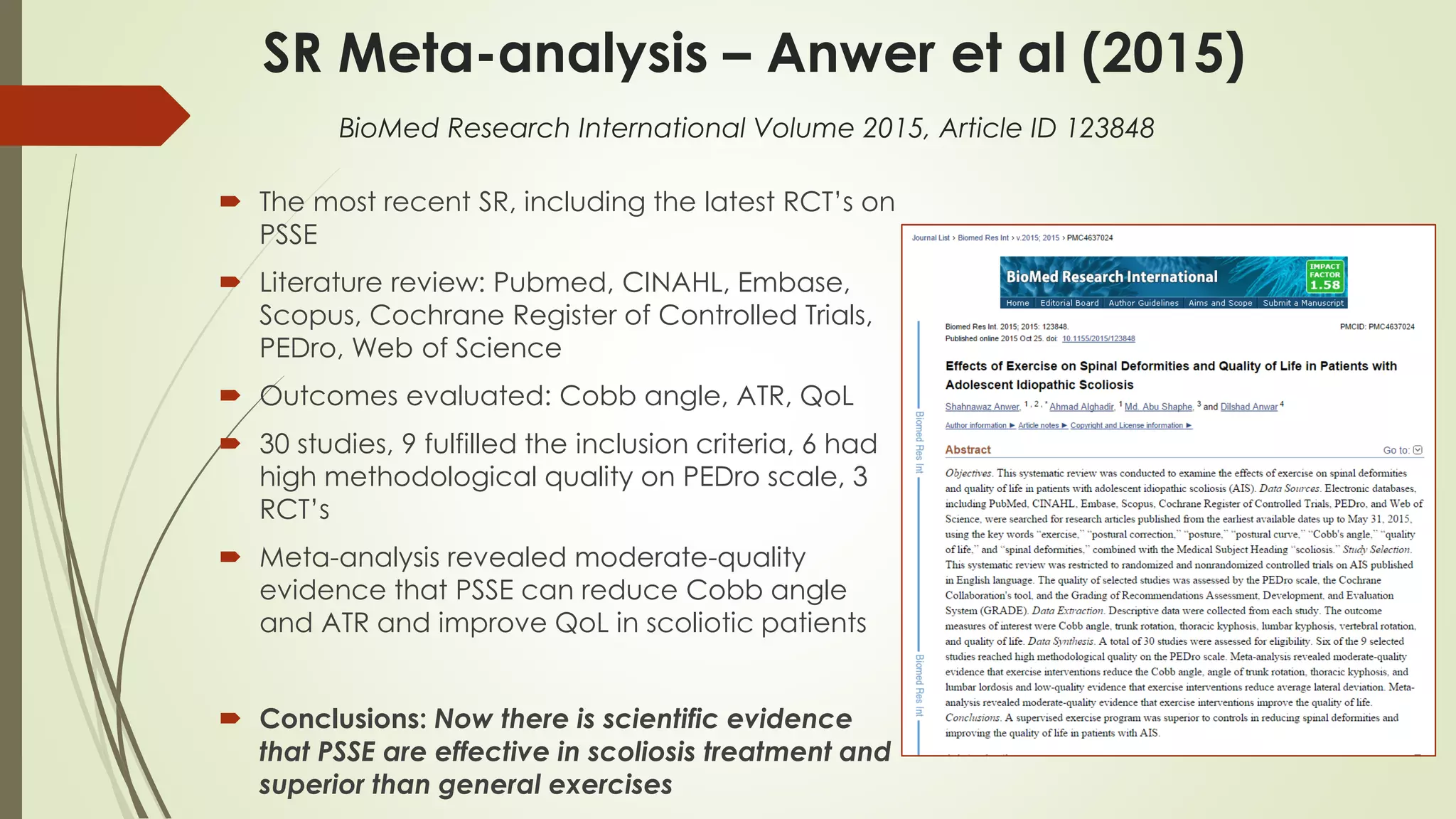 Physiotherapeutic Scoliosis Specific Exercises (PSSE): Recent evidence ...