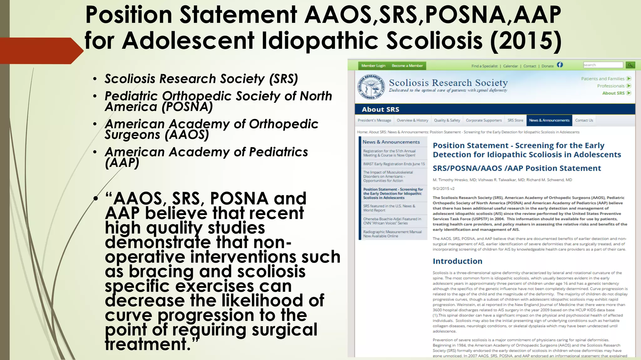 Physiotherapeutic Scoliosis Specific Exercises (PSSE): Recent evidence ...