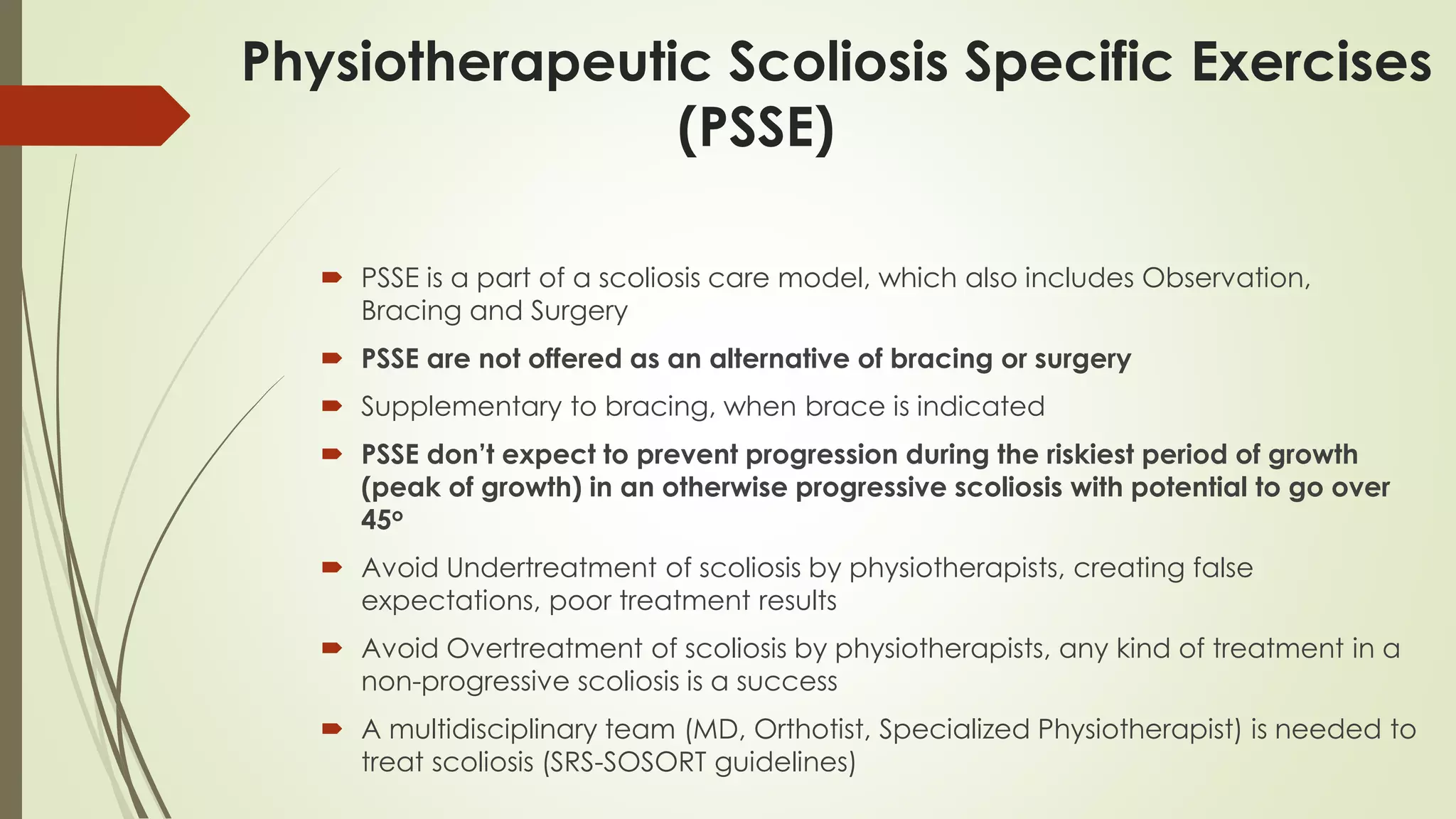 Physiotherapeutic Scoliosis Specific Exercises (PSSE): Recent evidence ...