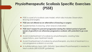Physiotherapeutic Scoliosis Specific Exercises (PSSE): Recent evidence ...