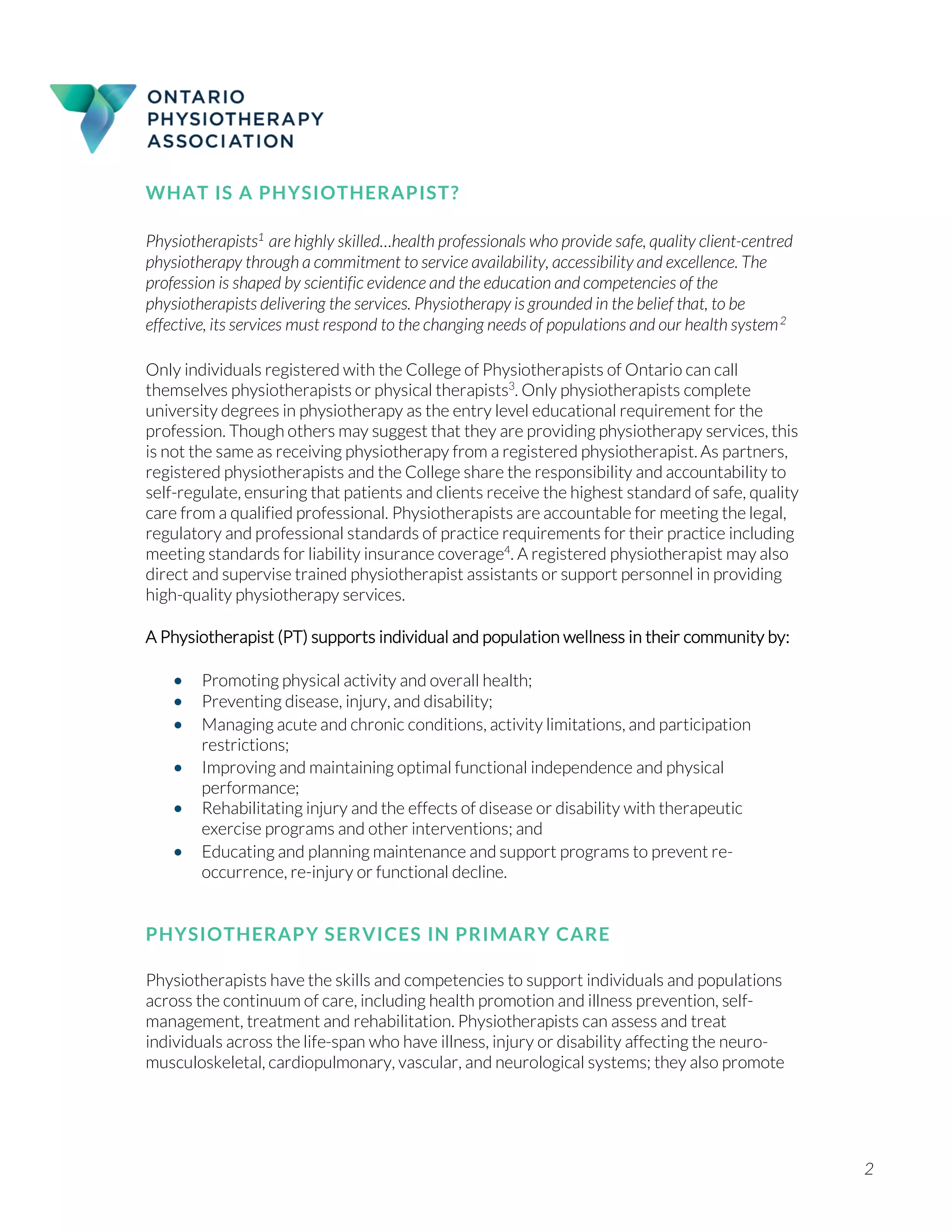 Physiotherapists primary-health-care (1) | PDF