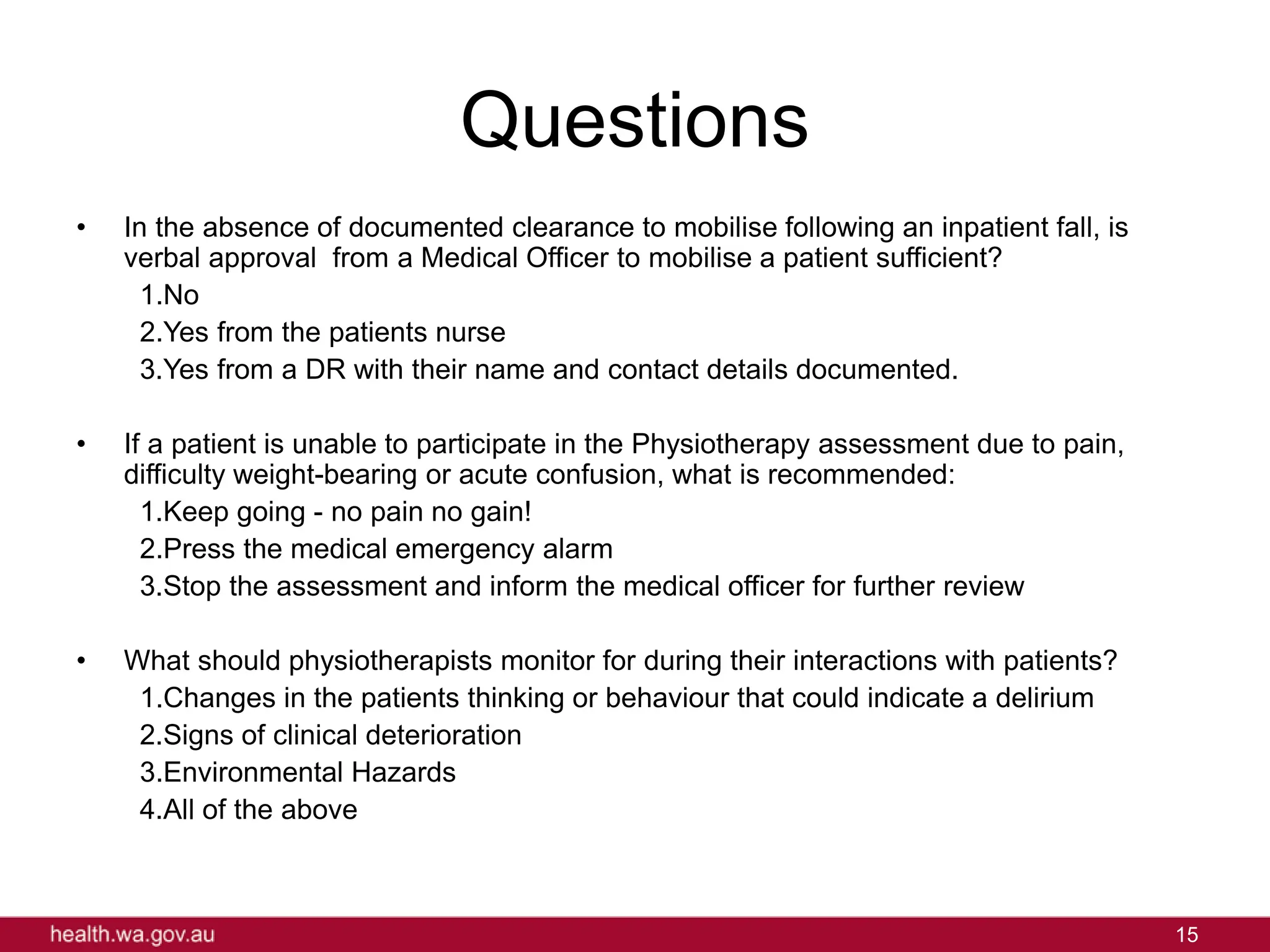 Western Australian Multidisciplinary Post Fall Management Guidelines ...