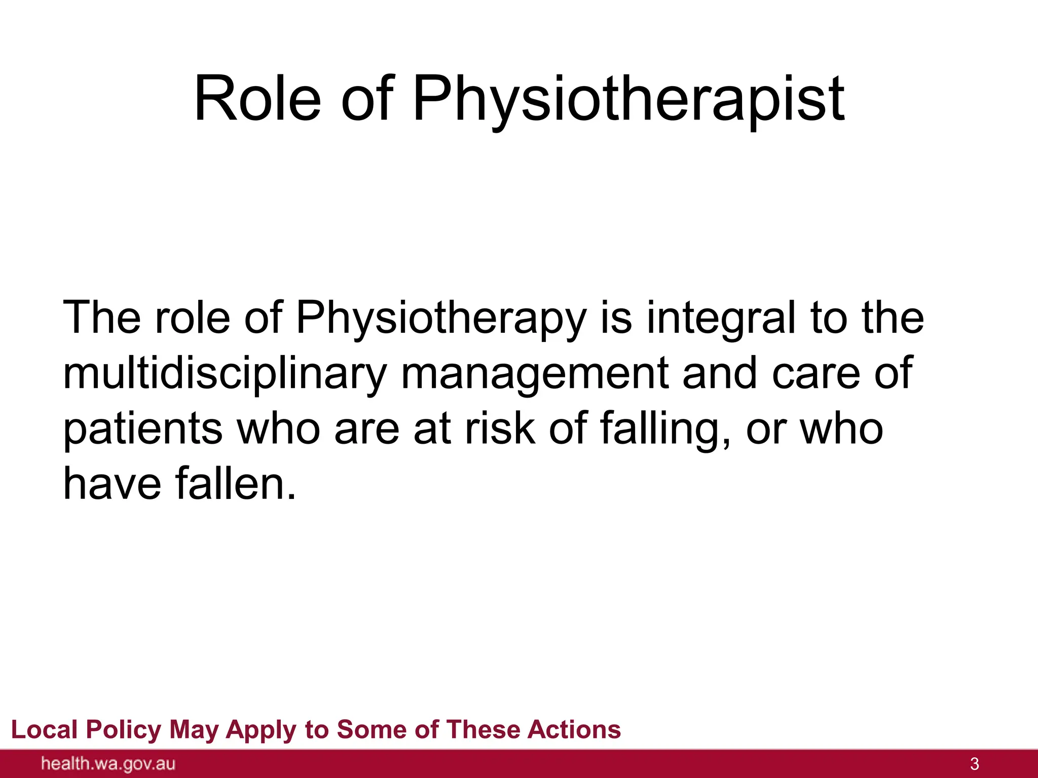 Western Australian Multidisciplinary Post Fall Management Guidelines ...
