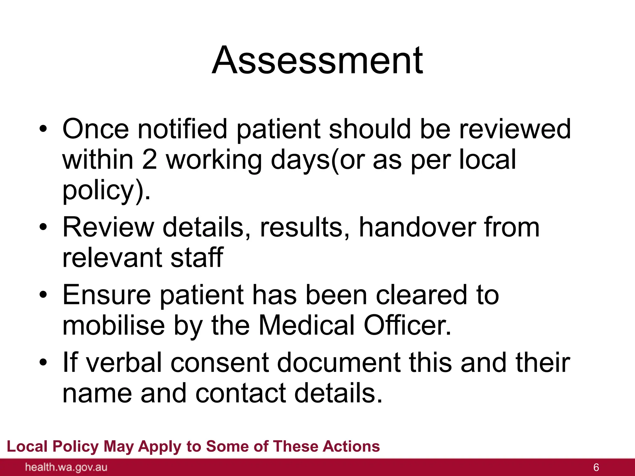 Western Australian Multidisciplinary Post Fall Management Guidelines ...
