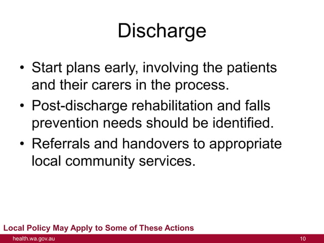 Western Australian Multidisciplinary Post Fall Management Guidelines ...