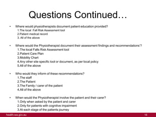 Western Australian Multidisciplinary Post Fall Management Guidelines ...