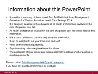 Western Australian Multidisciplinary Post Fall Management Guidelines ...