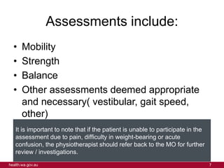 Western Australian Multidisciplinary Post Fall Management Guidelines ...
