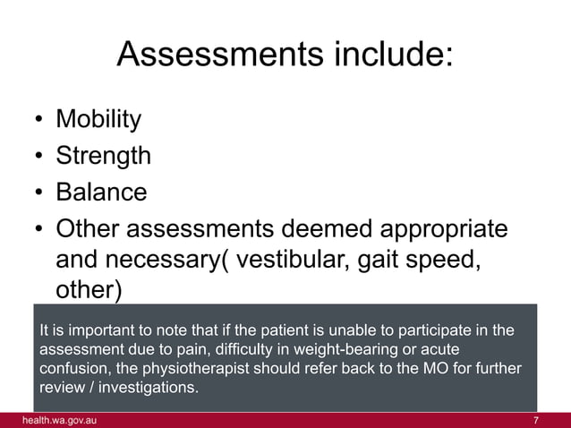 Western Australian Multidisciplinary Post Fall Management Guidelines ...