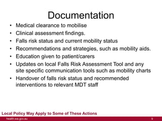 Western Australian Multidisciplinary Post Fall Management Guidelines ...