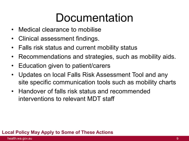 Western Australian Multidisciplinary Post Fall Management Guidelines ...