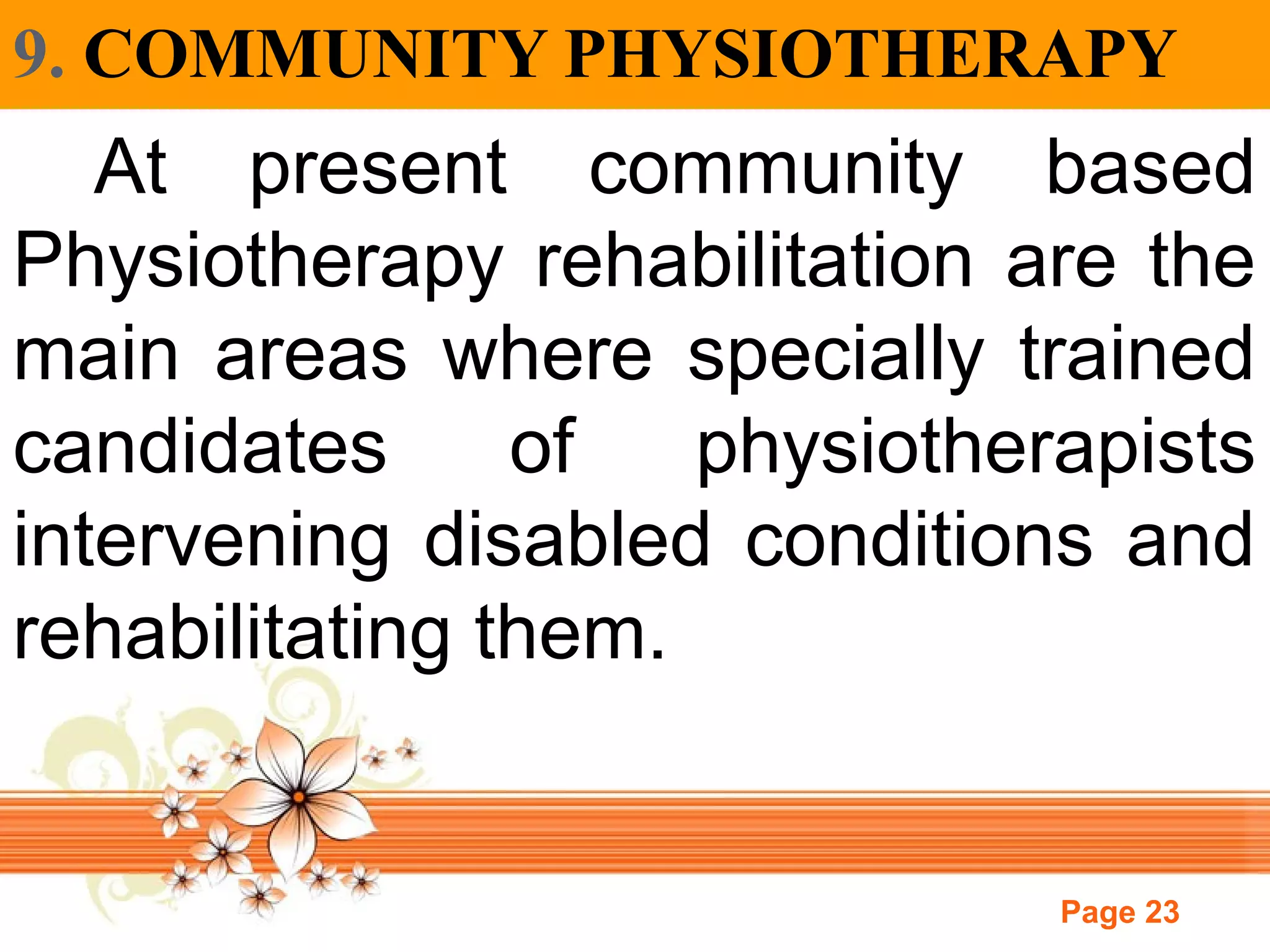 Physiotherapy definition & scope. By Sr. Deena George | PPT