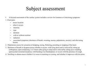 Physiotherapy assessment of cardiac conditions | PPTX