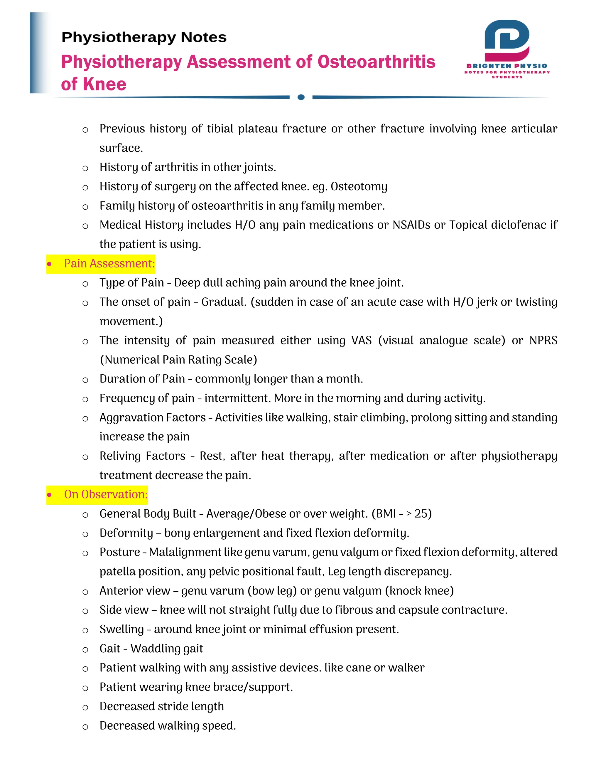 Physiotherapy Assessment of Osteoarthritis of Knee.pdf