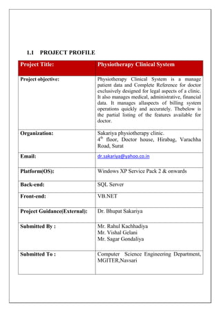Physiotherapy clinical system | DOCX