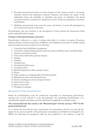 Physiotherapy curriculum 5632211456985633 | PDF