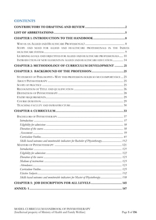 Physiotherapy curriculum 5632211456985633 | PDF