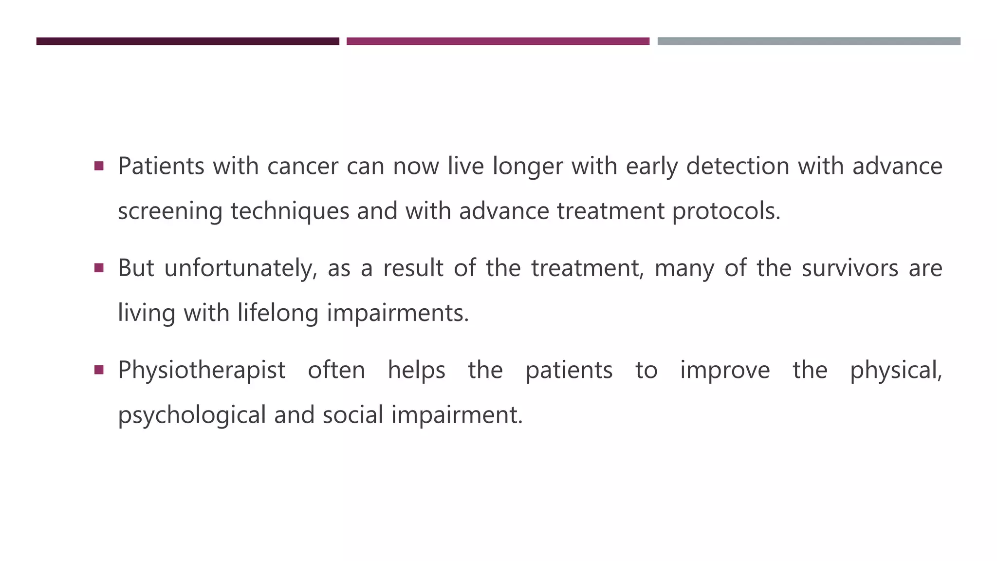 Physiotherapy in cancer rehabilitation | PPTX