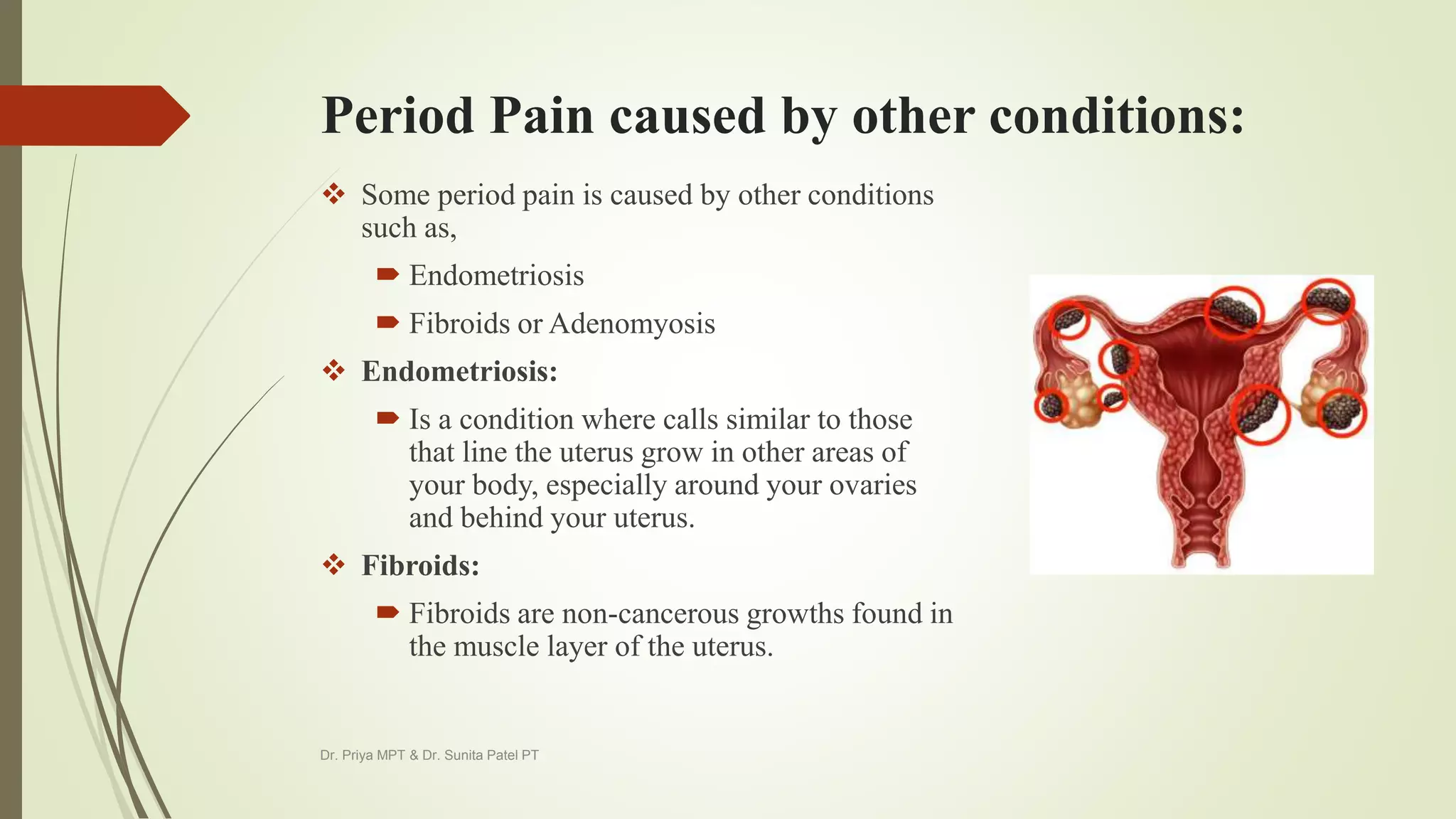 Physiotherapy in Period Pain by Dr. Priya MPT with Dr. Sunita Patel PT.pptx