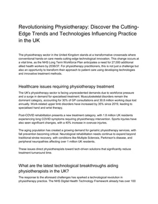 Transforming UK Physiotherapy: Key trends and technologies | PDF