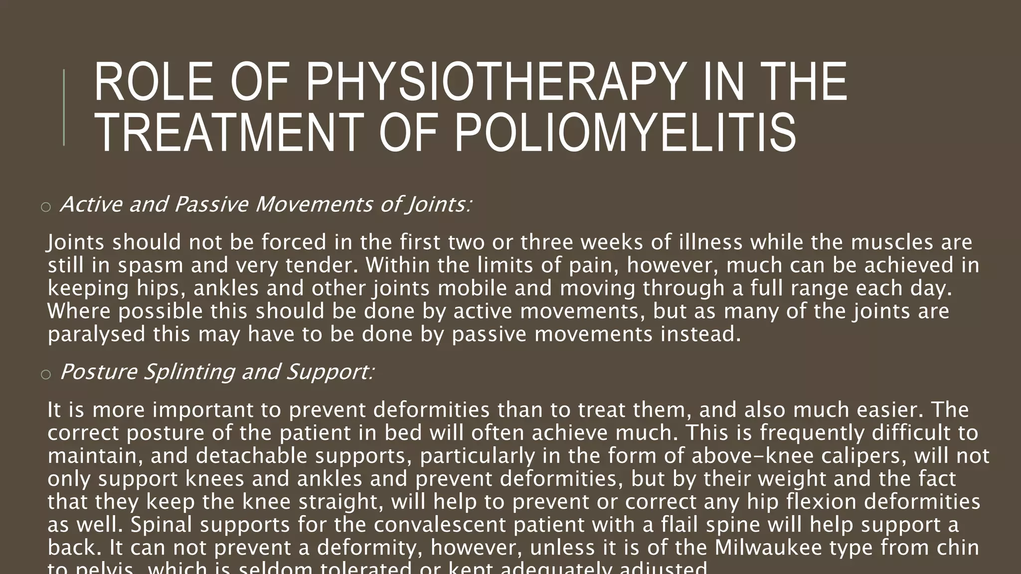 Physiotherapy management of poliomyelitis | PPTX